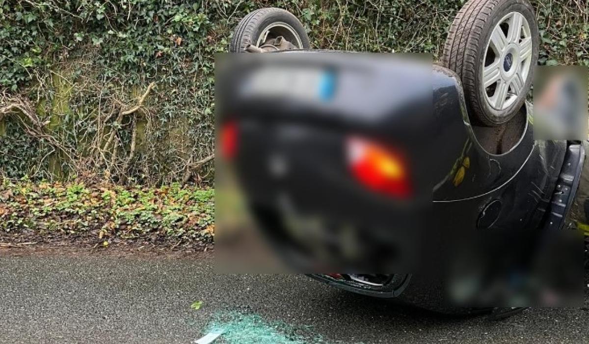 PHOTOS: Car loses control and overturns near N7 - Kildare Now