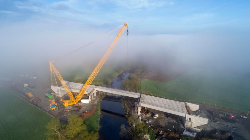 Bridge being installed across River Liffey for Sallins Bypass project ...