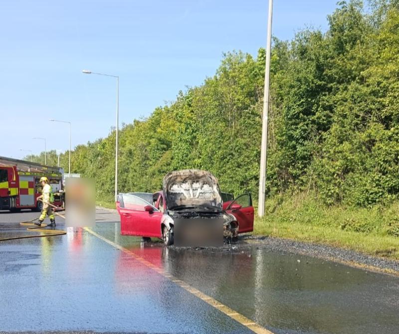 Temporary closure of motorway after car bursts into flames - Kildare Now