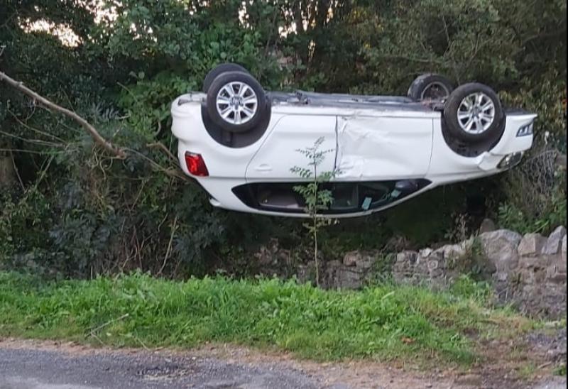 PHOTOS: Car loses control and nearly ends up in stream - Kildare Now