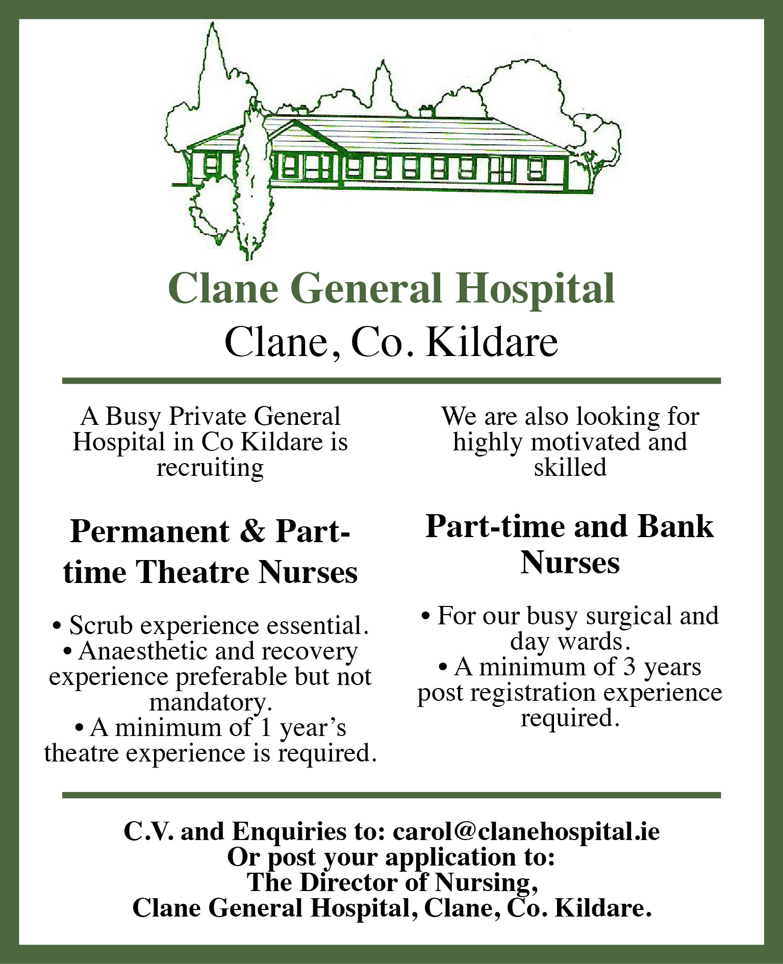 Clane Hospital Recruitment - Photo 1 of 1 - Kildare Now