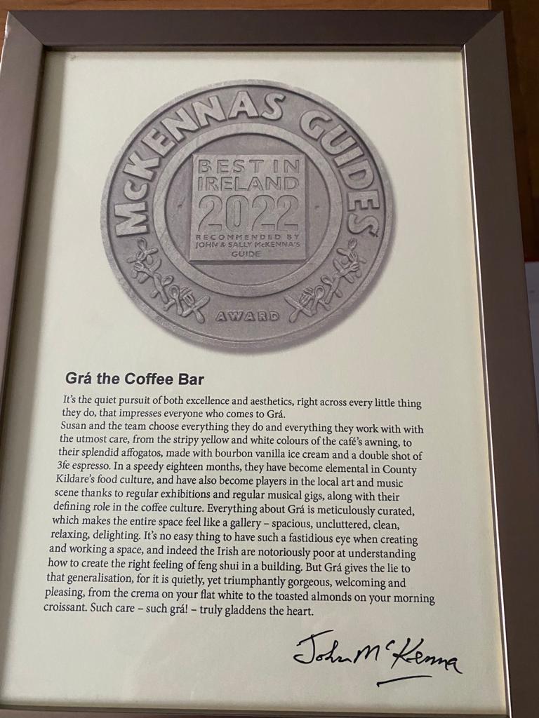 GRÁ Coffee Bar in Naas wins top award - Kildare Live