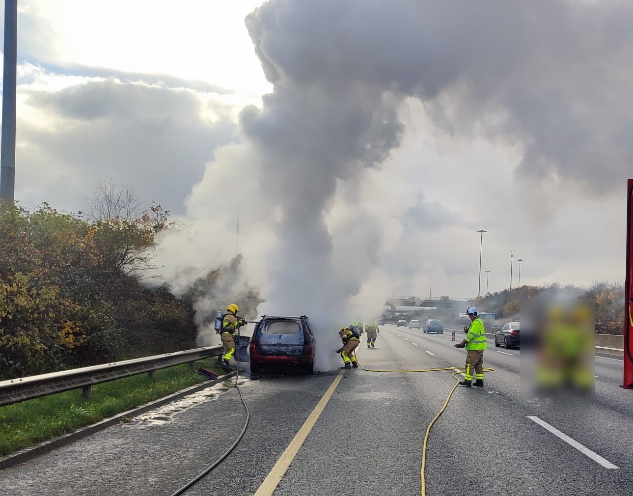 PHOTOS: Car bursts into flames on motorway near Dublin Airport - Offaly Live